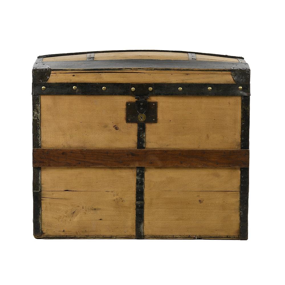 Wooden Transport Trunk with Steel Reinforcements for sale at Pamono