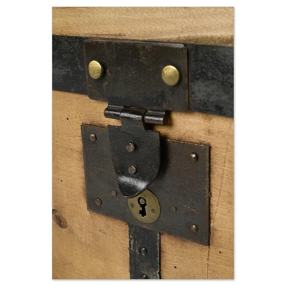 Wooden Transport Trunk with Steel Reinforcements for sale at Pamono