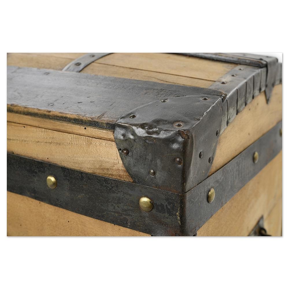 Wooden Transport Trunk with Steel Reinforcements for sale at Pamono