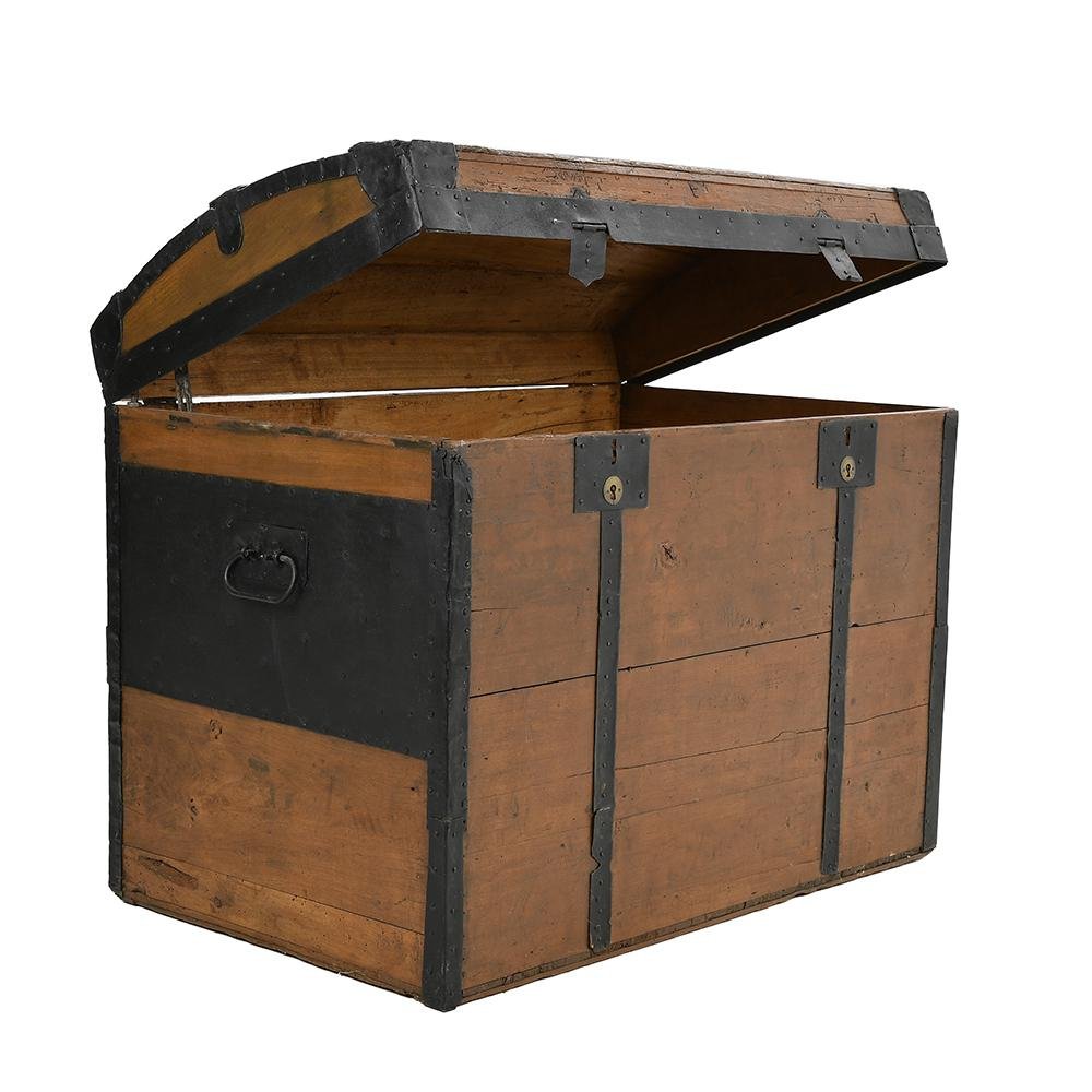 Steel Wooden Transport Trunk for sale at Pamono