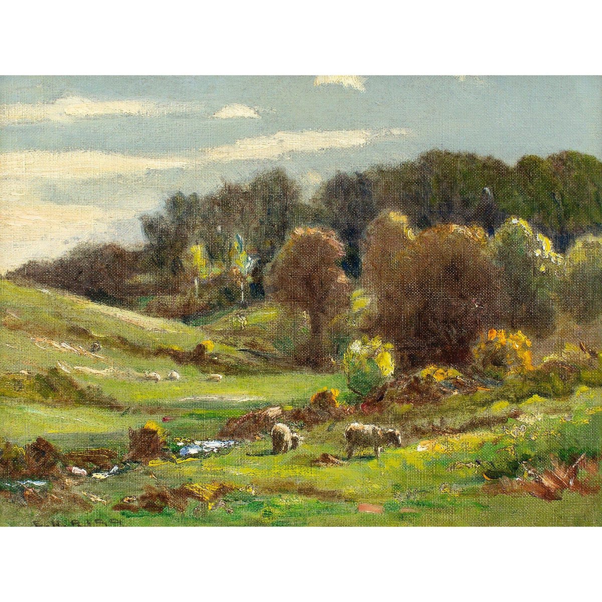 Ernest Higgins Rigg, Summer Landscape with Grazing Sheep, 1920s, Oil on ...