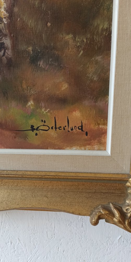 Bert Österlund, Woman Herding Sheep, 1950s, Oil on Canvas, Framed for ...