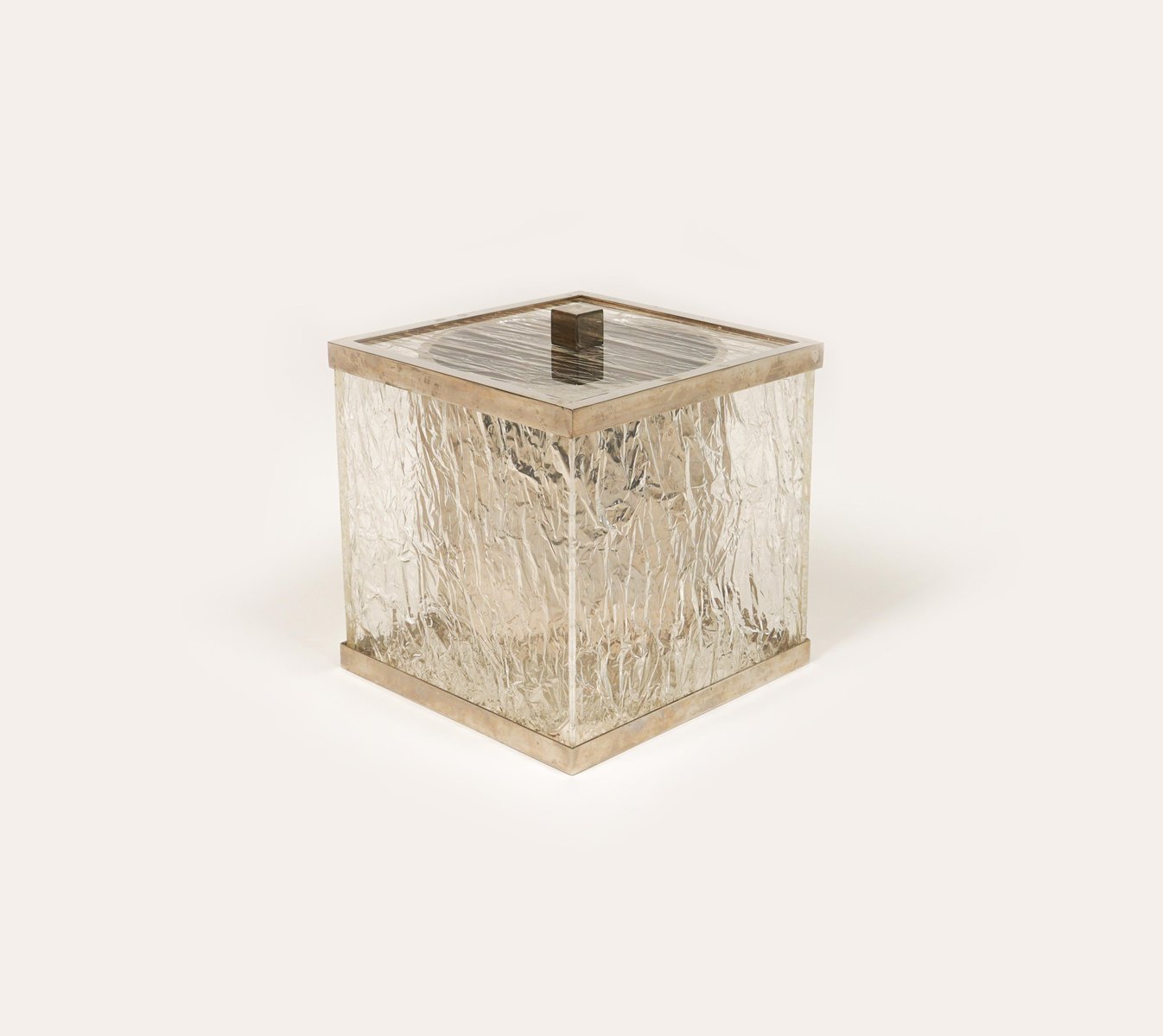 Ice Bucket in Acrylic Ice Effect and Steel, 1970s for sale at Pamono