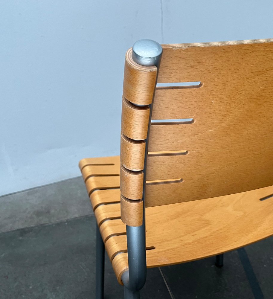 Postmodern Metal and Wood Chair by Ruud Jan Kokke for Harvink, 1990s ...