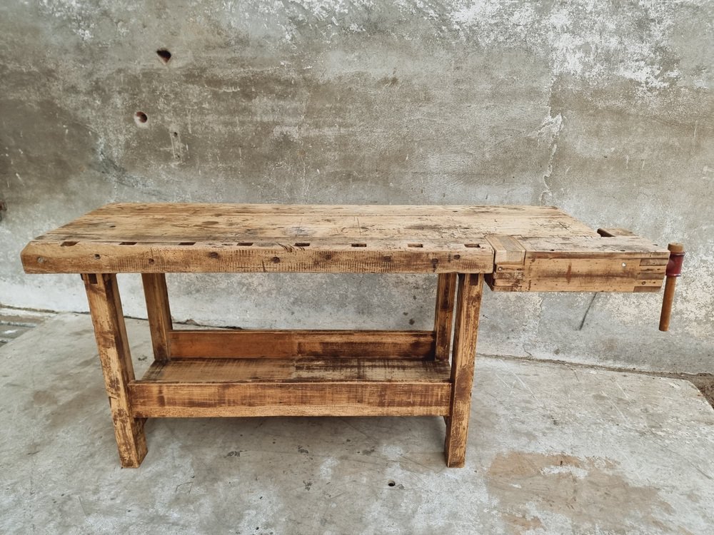 Workbench Side Table in Pine, 1930s for sale at Pamono