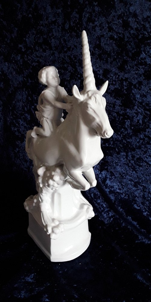Vintage German Art Deco Unicorn Rider Sculpture by Ens Volksstedt ...