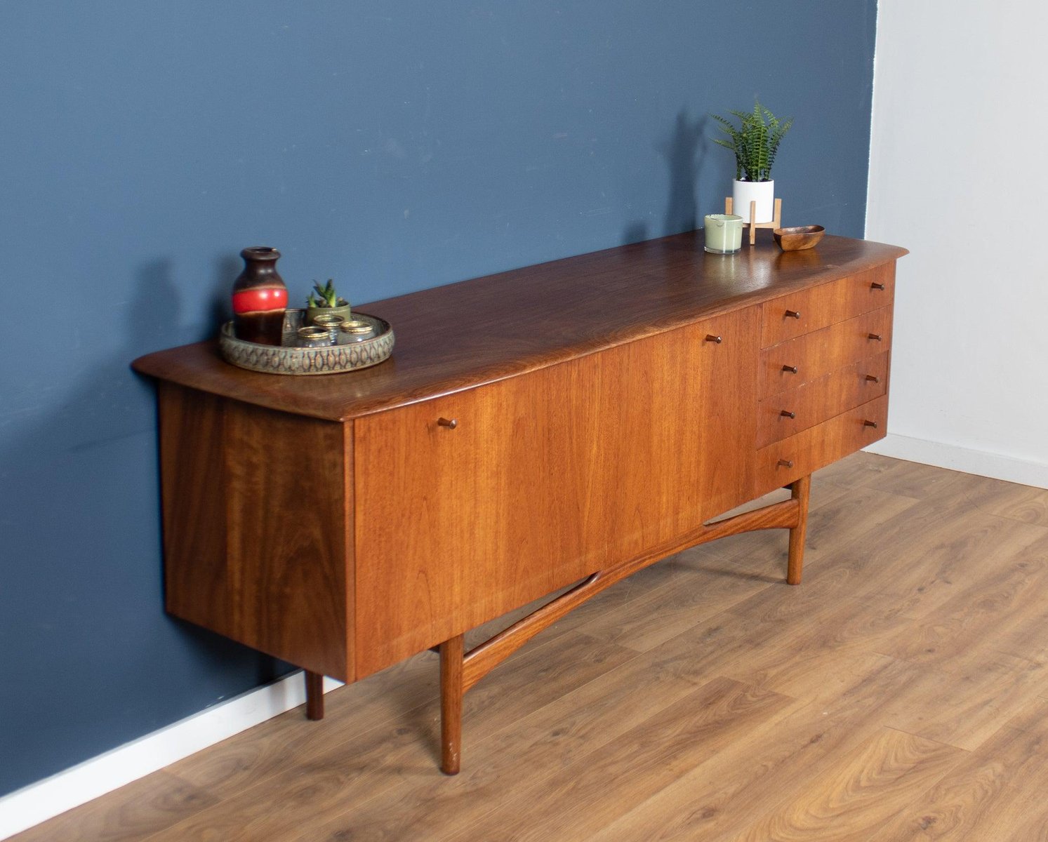 Long Mid-Century Sideboard in Teak by Dalescraft, 1960s for sale at Pamono