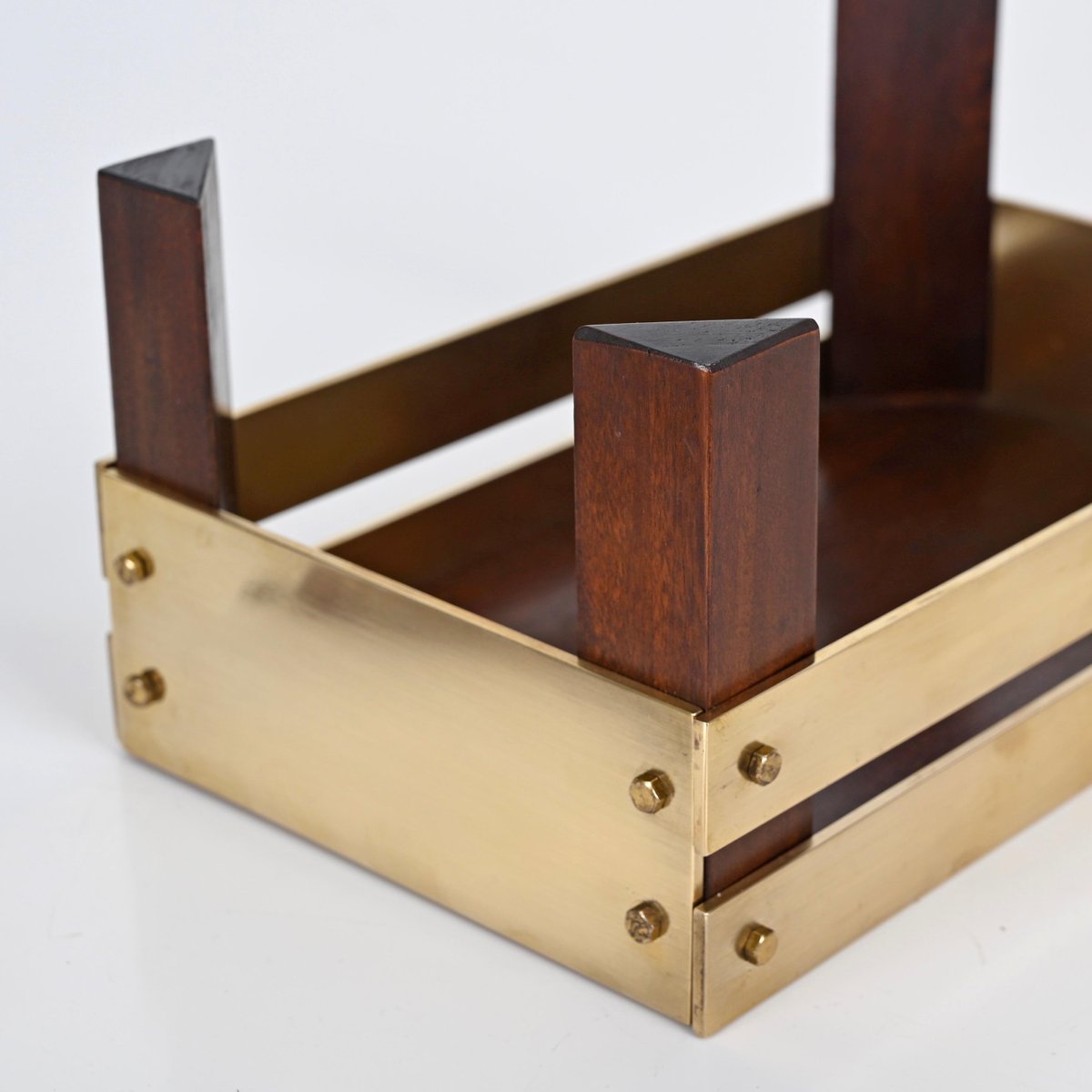 Mid-Century Brass and Walnut Pocket Emptier attributed to Tommaso Barbi ...