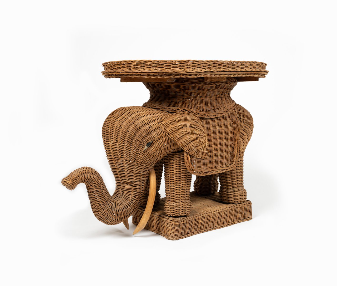 Rattan & Wicker Elephant Coffee Table in the style of Vivai Del Sud ...