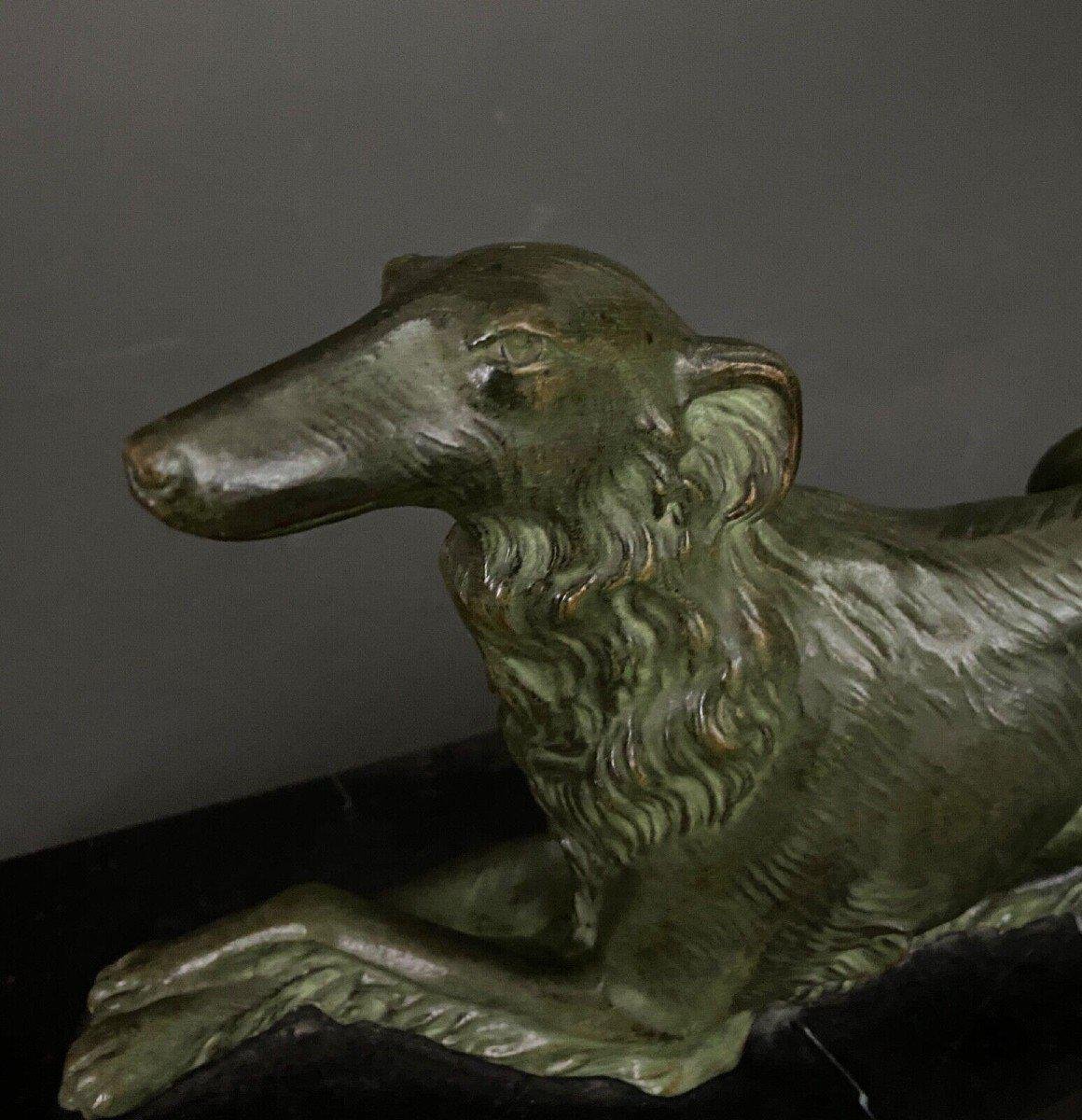 Art Deco Greyhound Statue in Bronze on Black Marble Carrier for sale at ...