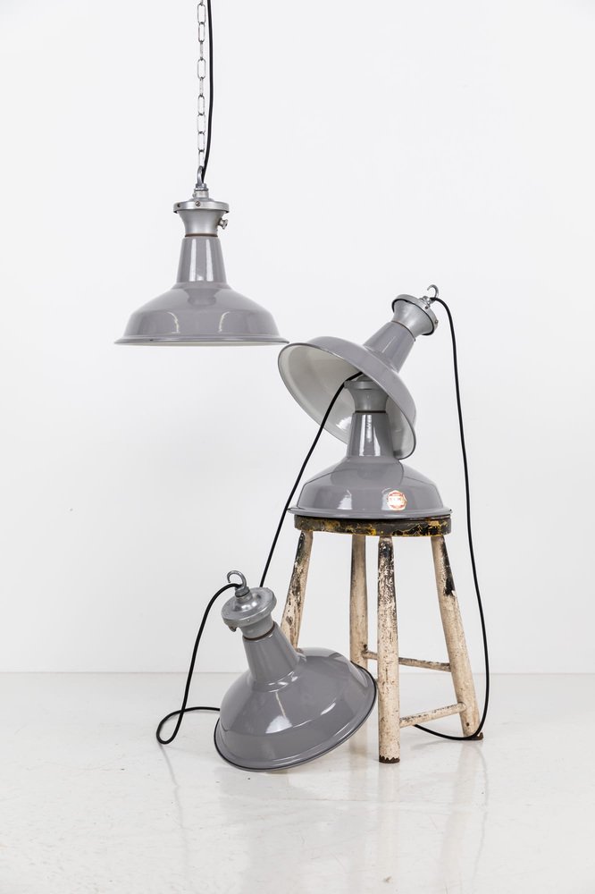 Graue Emaille Factory Deckenlampe von Benjamin Electric Manufacturing ...