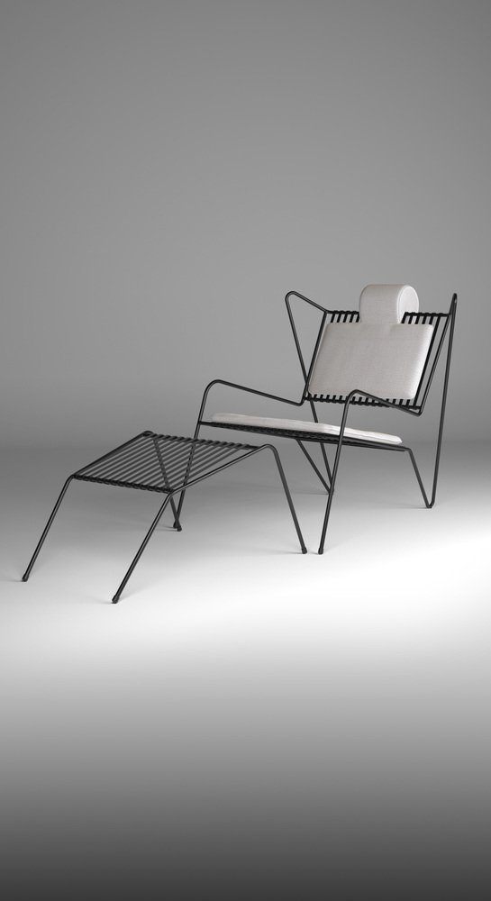 Black Capri Easy Lounge Chair with Cushions and Ottoman from Cools ...