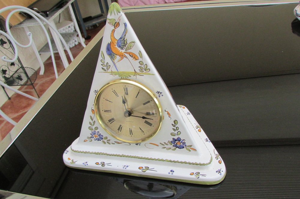 Pyramid clock in Martres Earthenware, 1970s for sale at Pamono