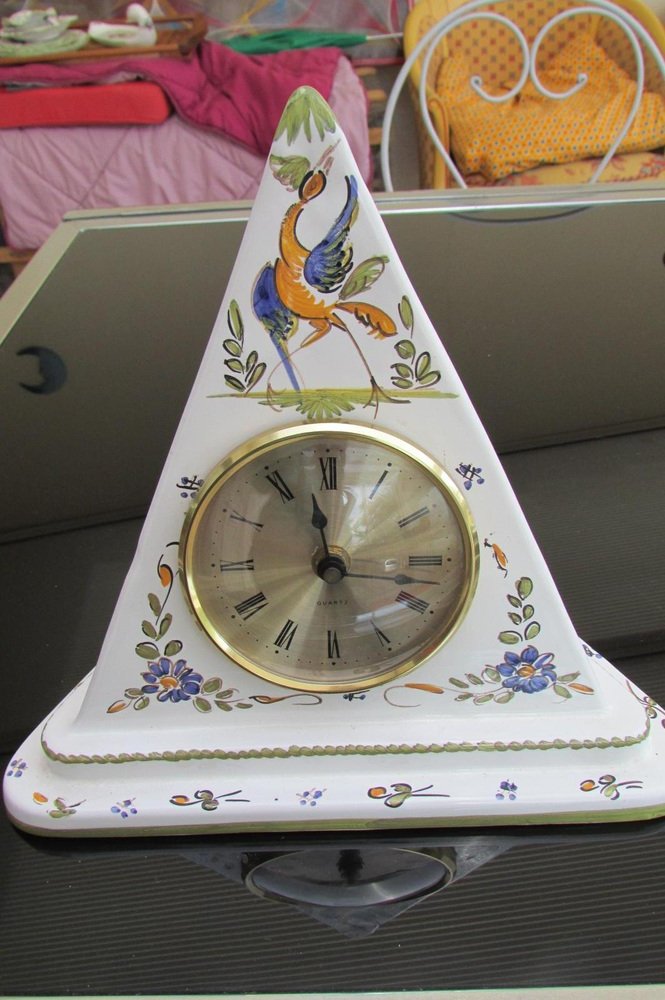 Pyramid clock in Martres Earthenware, 1970s for sale at Pamono