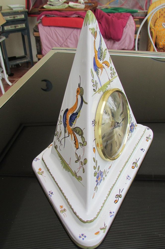 Pyramid clock in Martres Earthenware, 1970s for sale at Pamono