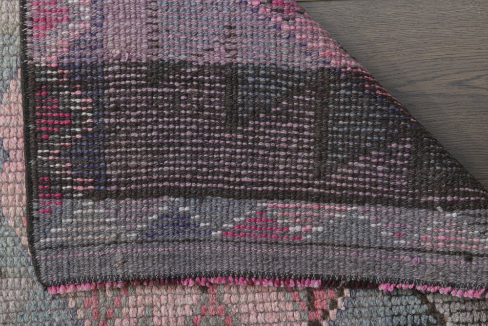 Turkish Pink Green Runner Rug, 1960s for sale at Pamono