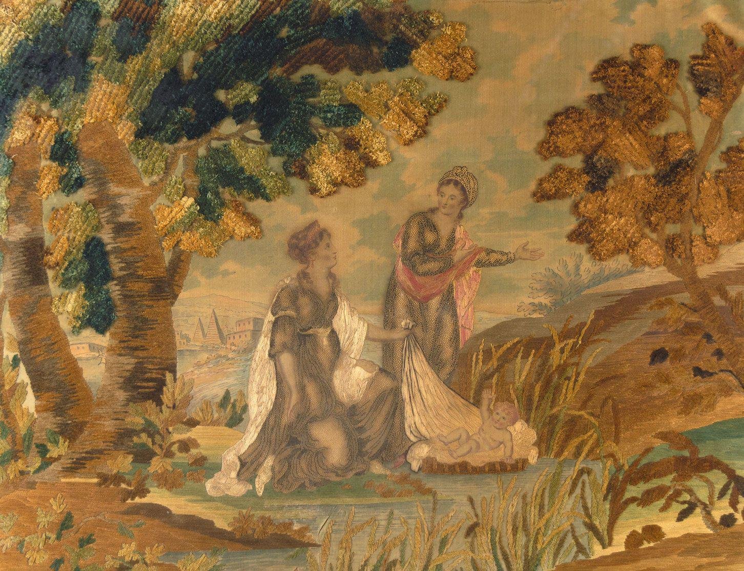 Saving of Moses from the Water Stumpwork and Silk Embroidery Panel for ...