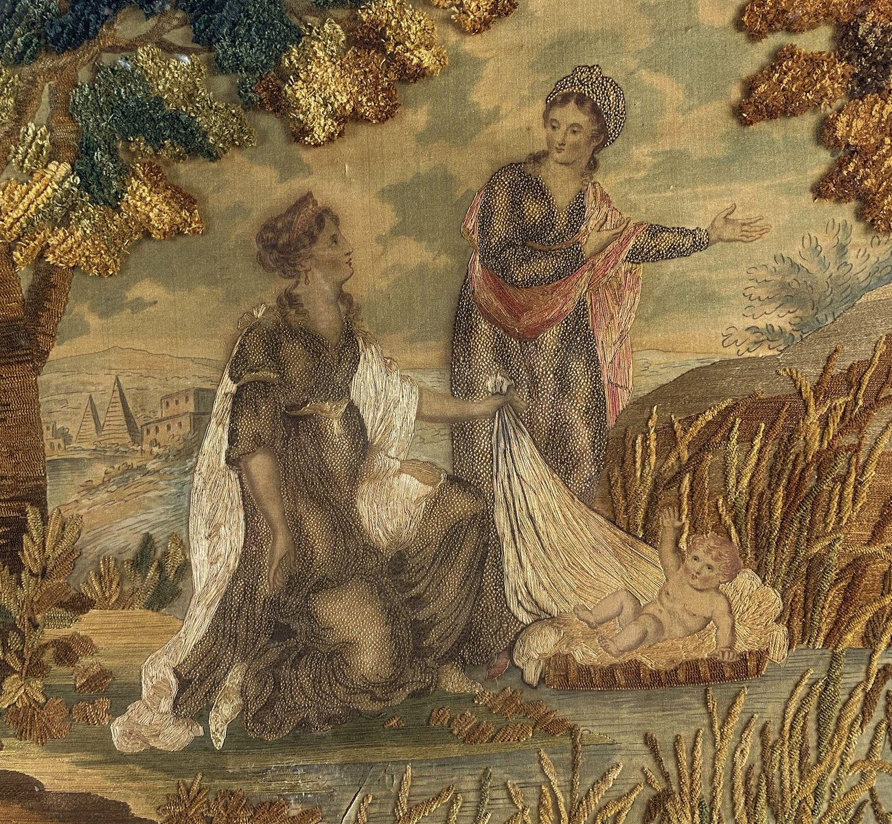 Saving of Moses from the Water Stumpwork and Silk Embroidery Panel for ...