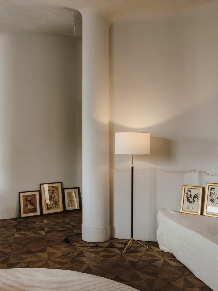Natural and Chrome Label G3 Floor Lamp by Jaume Sans for sale at Pamono