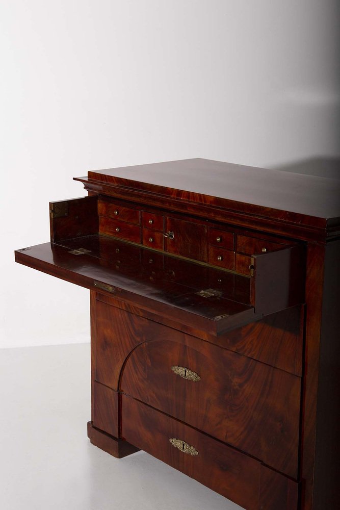 Biedermeier Drop-Front Mahogany Secretary Chest, 1930s for sale at Pamono