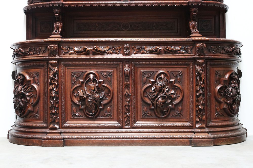 Large French Hunt Cabinet in Oak attributed to Alexander Roux, 1870s ...
