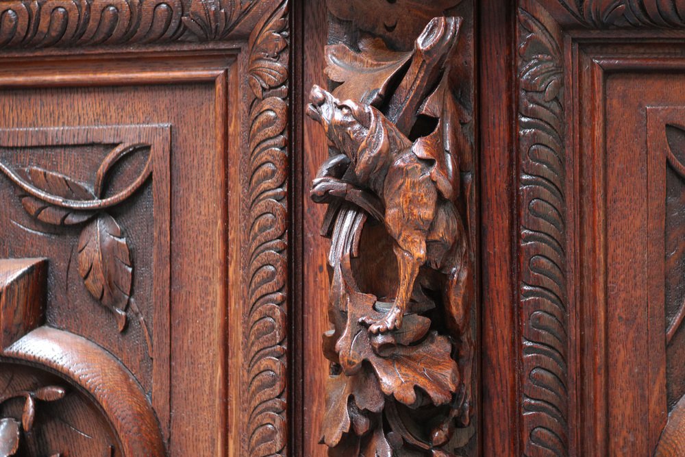 Large French Hunt Cabinet in Oak attributed to Alexander Roux, 1870s ...