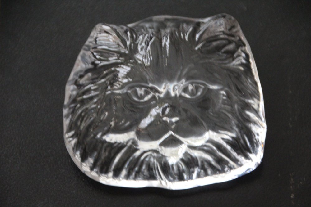 Crystal Glass Cat Head Figurine Paperweight from Daum, France, 1970s ...