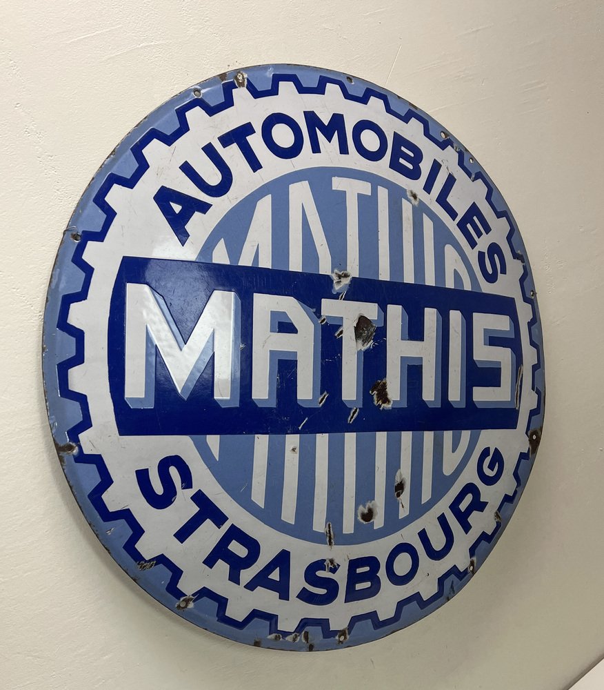 Automobiles Mathis Sign in Enamel, France, 1930s for sale at Pamono
