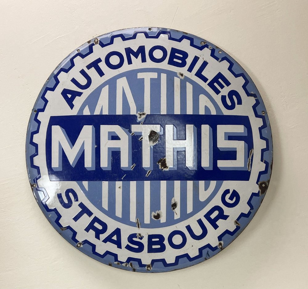 Automobiles Mathis Sign in Enamel, France, 1930s for sale at Pamono