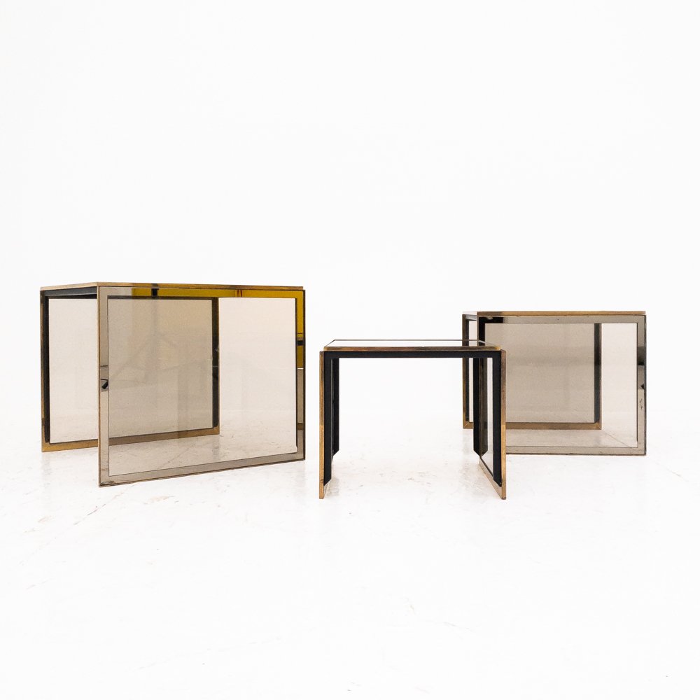 Stone and Glass Interlocking Tables, Italy, 1960s, Set of 3 for sale at ...