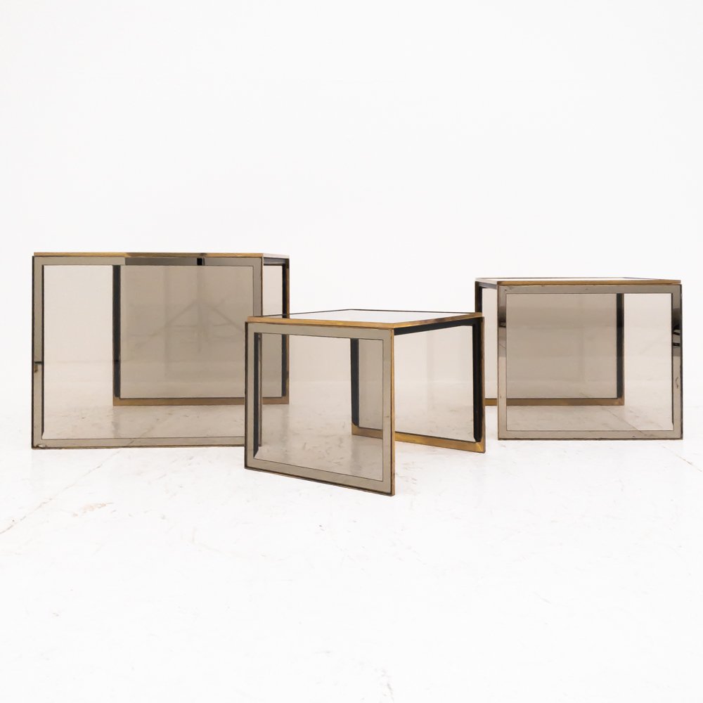 Stone and Glass Interlocking Tables, Italy, 1960s, Set of 3 for sale at ...