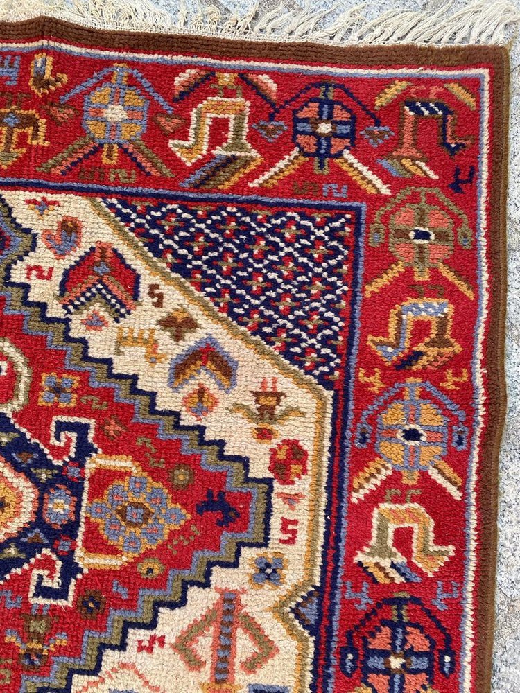 Vintage French Shiraz Style Knotted Rug, 1940s for sale at Pamono