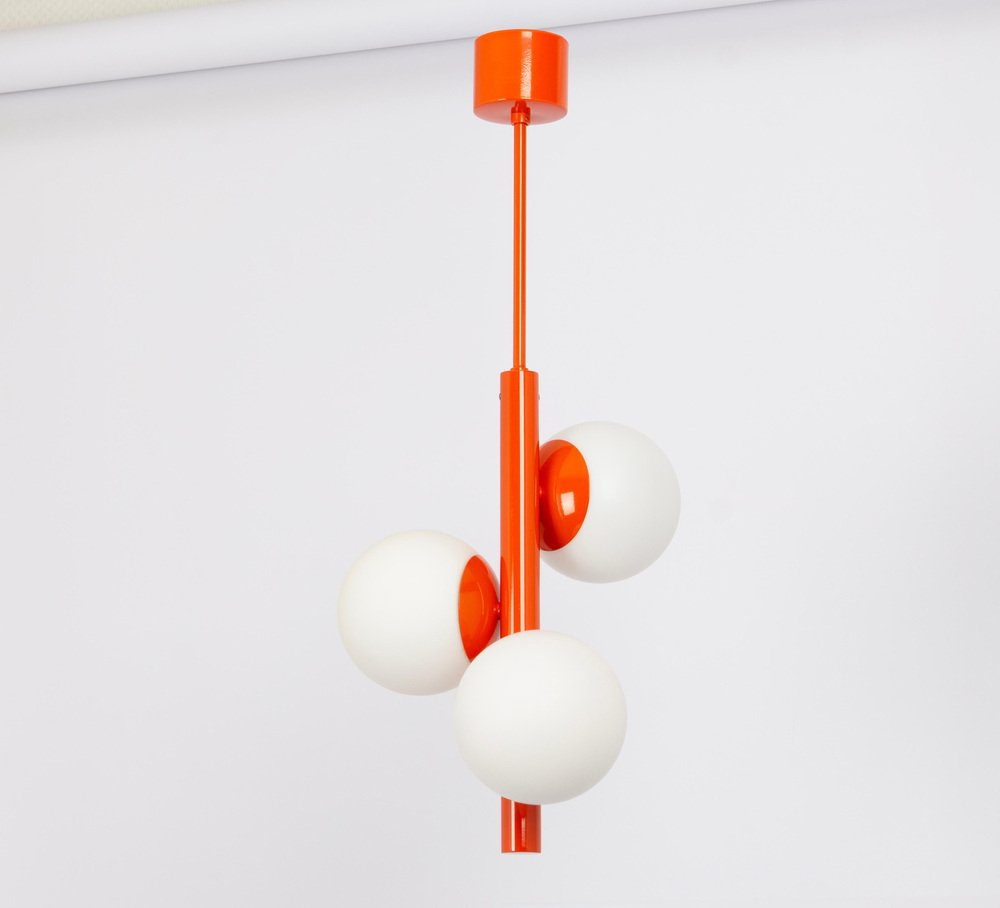 Lampe à Suspension Sputnik Orange en Verre Opalin de Kaiser Idell ...