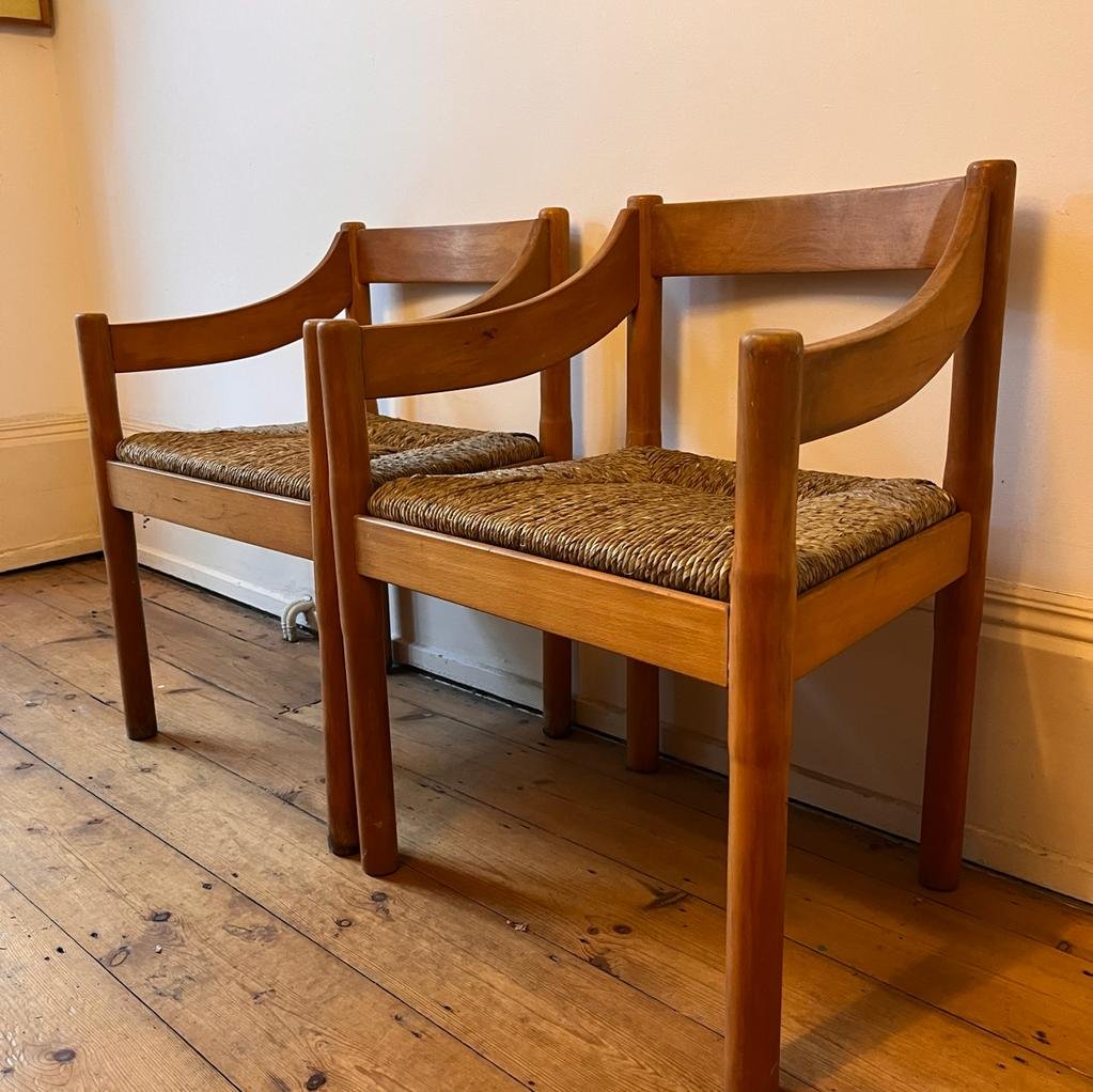 Carimate Carver Chair with Rush Seat by Vico Magistretti, 1960s for ...