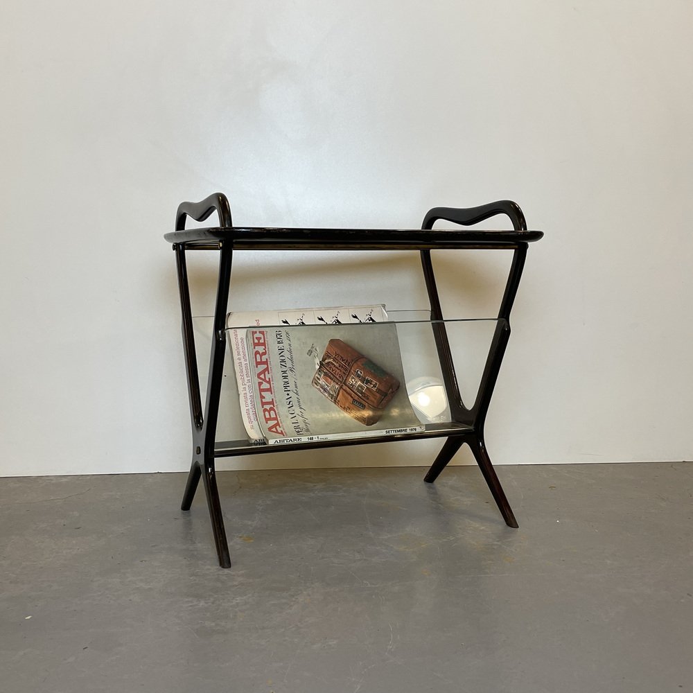 Mahogany Side Table & Magazine Holder, 1950s for sale at Pamono