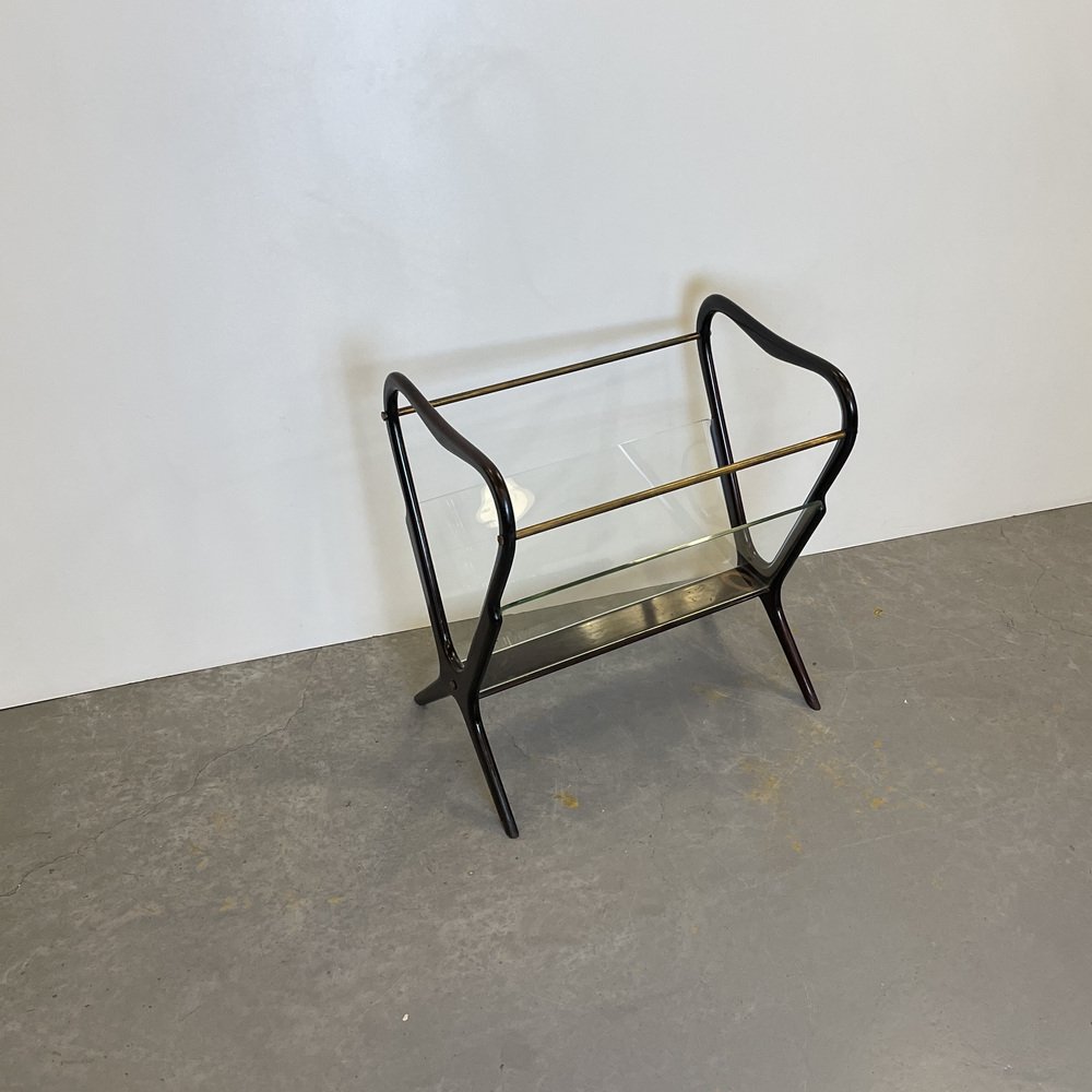 Mahogany Side Table & Magazine Holder, 1950s for sale at Pamono