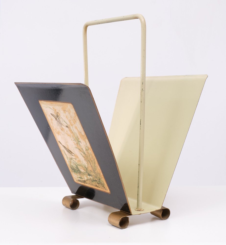 English Metal Magazine Rack, 1950s for sale at Pamono