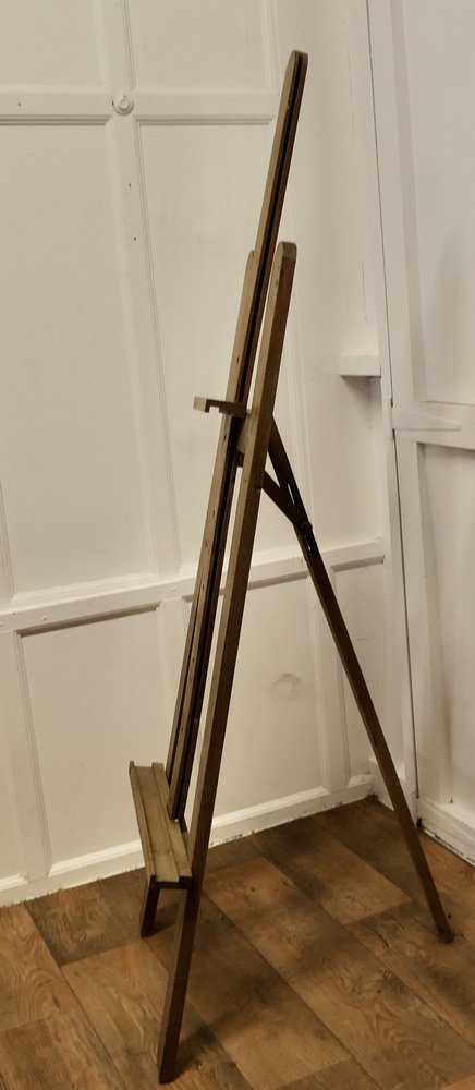 Large Rustic Adjustable Oak Artists Easel for sale at Pamono
