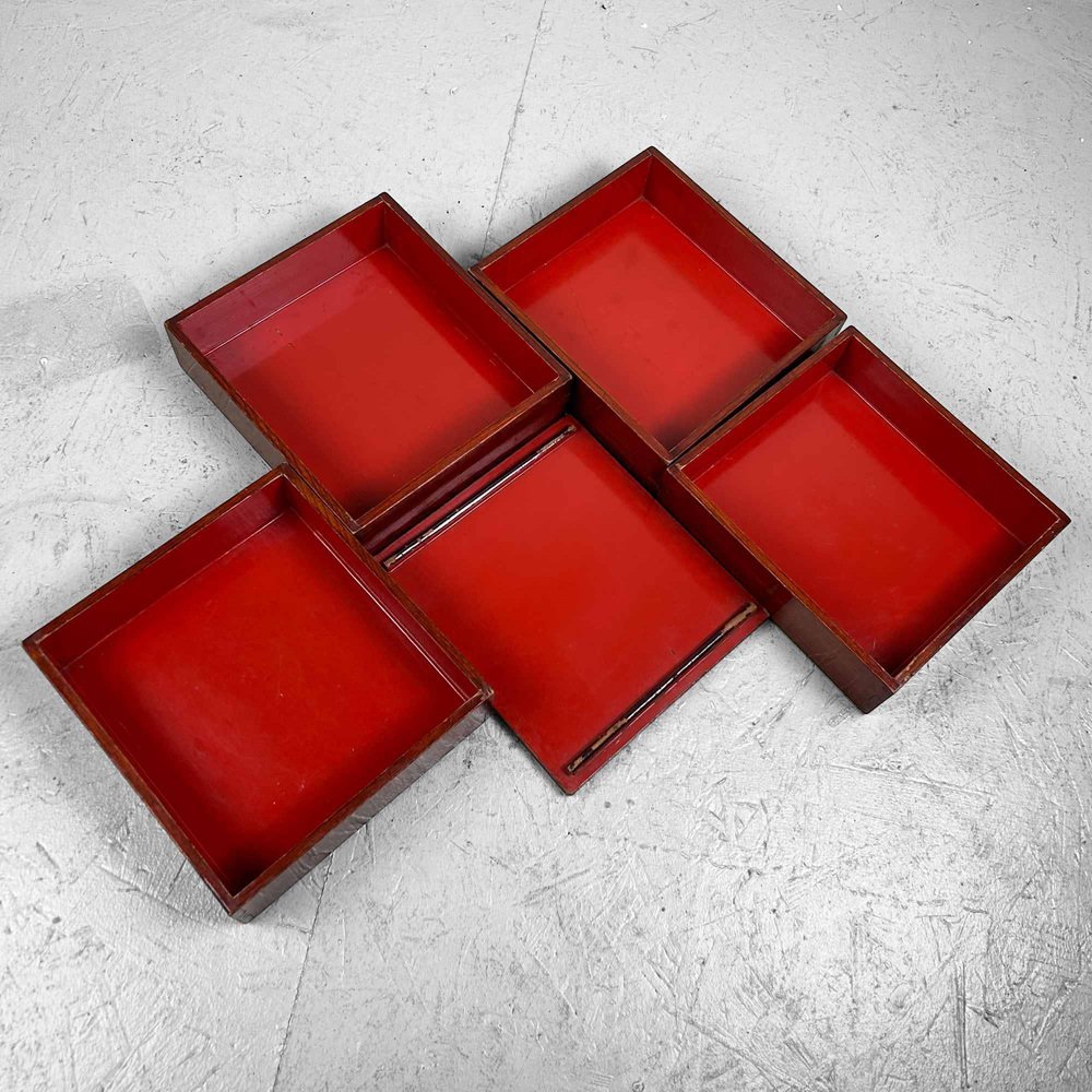 Early Shōwa Urushi Jūbako Wooden Stacking Boxes, Japan, 1930s for sale ...