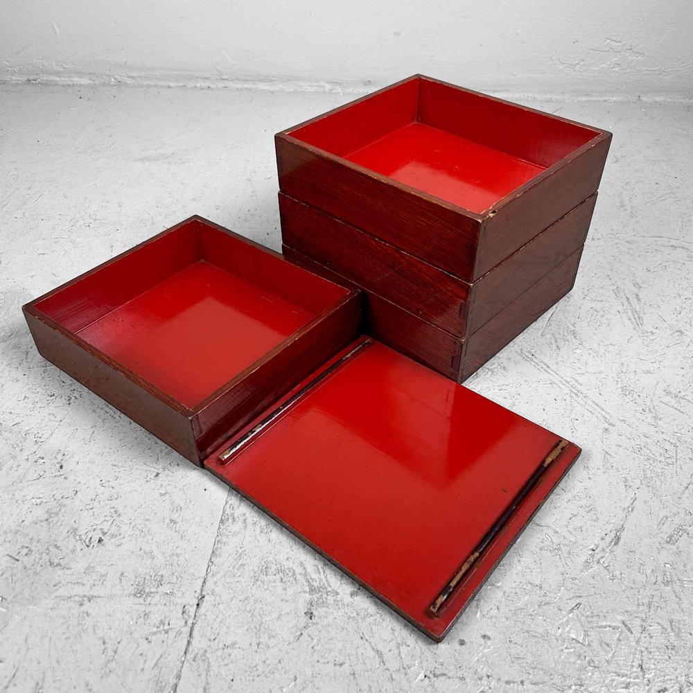Early Shōwa Urushi Jūbako Wooden Stacking Boxes, Japan, 1930s for sale ...