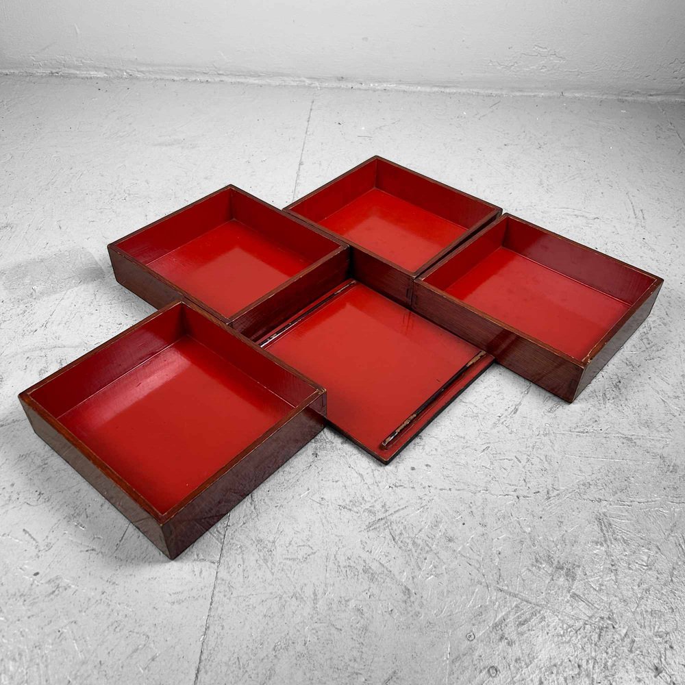 Early Shōwa Urushi Jūbako Wooden Stacking Boxes, Japan, 1930s for sale ...