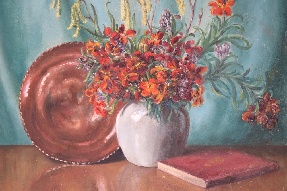 Michael Gordon Brockway, Still Life with Catkins, Huile sur Toile ...
