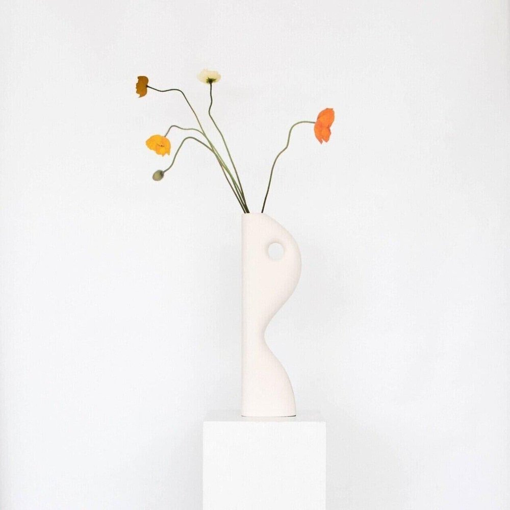 White Lea Matt Vases by Valeria Vasi, Set of 8 for sale at Pamono