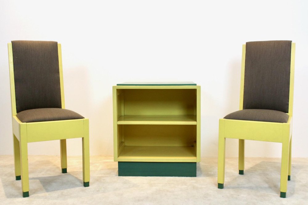 Dutch Modernism Chairs and Cabinet by Jan den Drijver for De Stijl ...