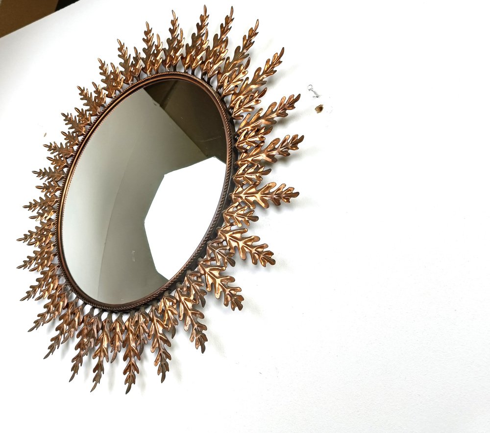 Vintage Copper Sunburst Mirror, 1970s for sale at Pamono