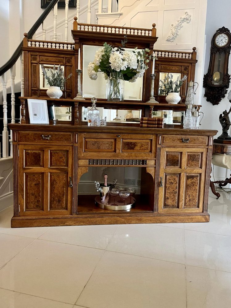 Victorian Pollard Oak Mirror Back Sideboard by James Schoolbred, 1880s ...