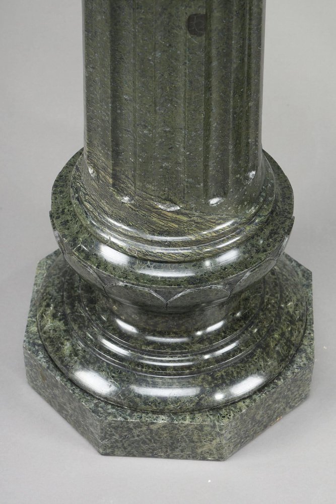 Large Fluted Green Marble Columns, 1880, Set of 2 for sale at Pamono