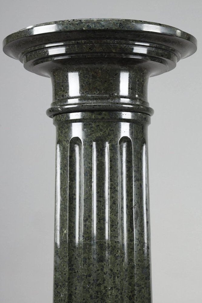 Large Fluted Green Marble Columns, 1880, Set of 2 for sale at Pamono