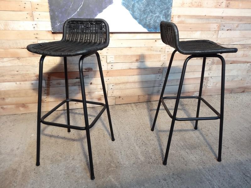 Set of Black High Stools for sale at Pamono