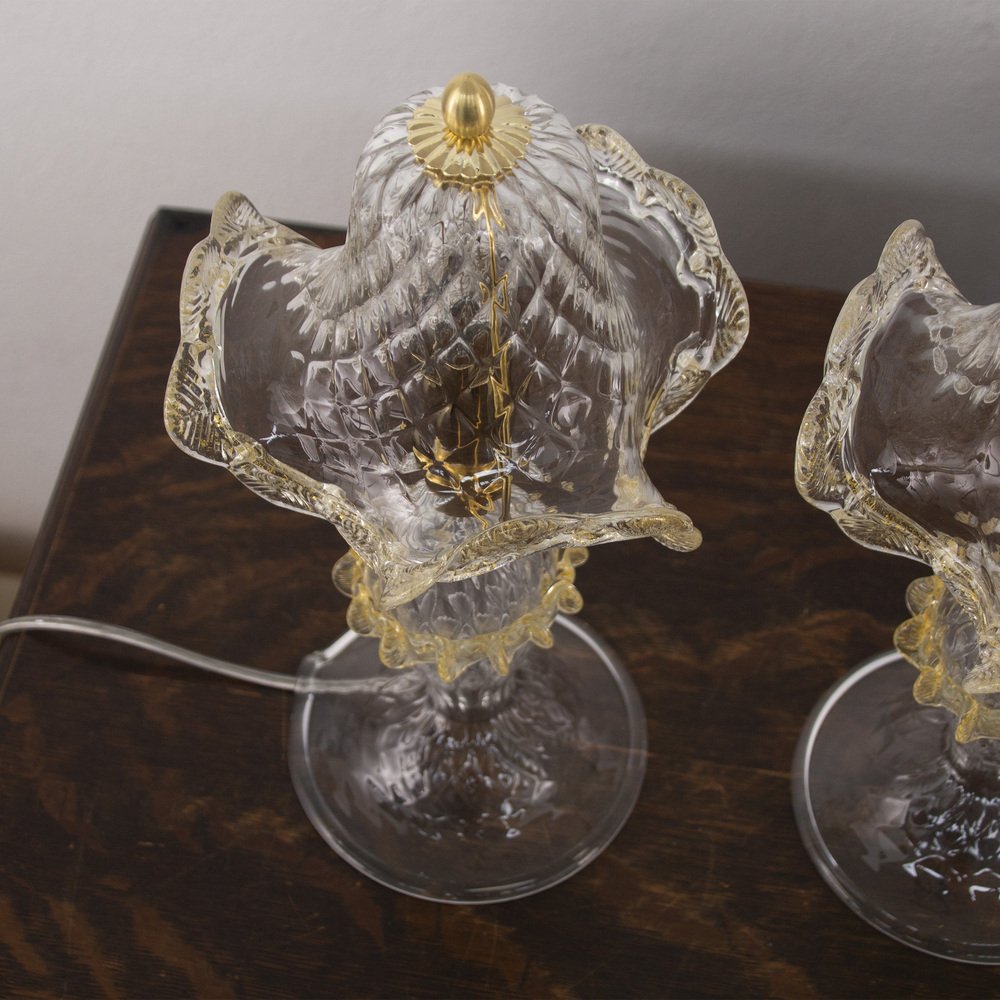 Transparent Murano Glass Table Lamps with Artistic Golden Artistic ...